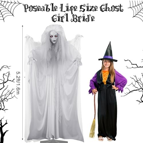 5.25Ft Halloween Bride Animatronic Life Size Ghost Girl Scary ...