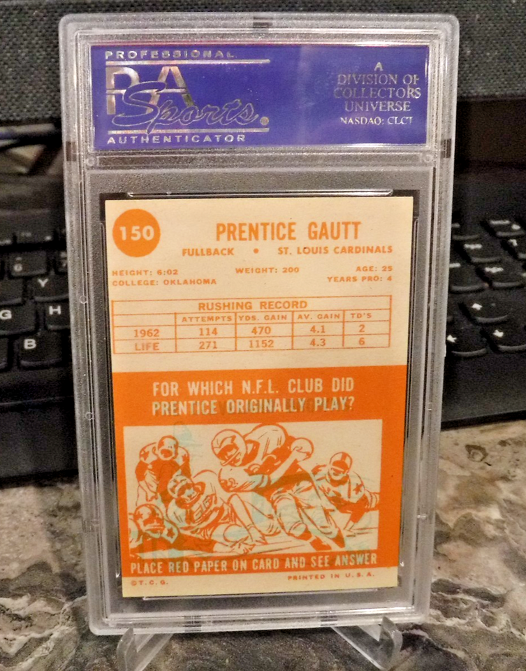 1963 Topps Football #150 Prentice Gautt PSA 7 Nice Card ! | eBay