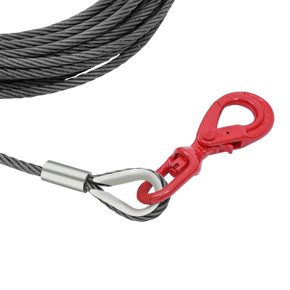 Wire Rope with Swivel Hook,0.5"x75ft Wire Rope with Self Locking Hook ...