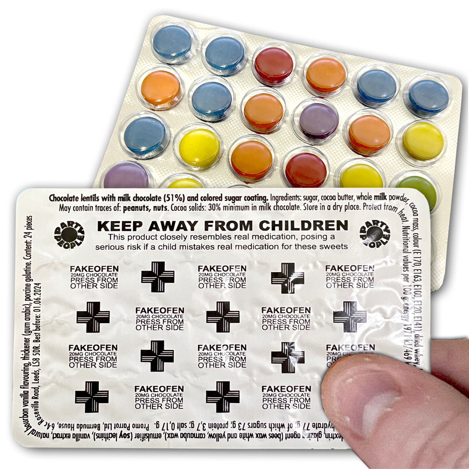 Pill Box Joke Prank with Blister Pack of Chocolate Beans Funny Novelty ...