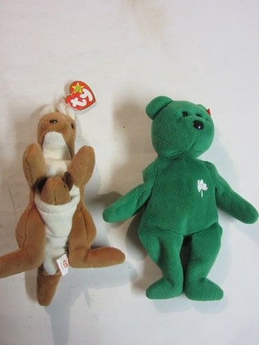 Ty Beanie Baby Bear "Erin" Good Luck Bear & Pouch the Kangaroo | eBay
