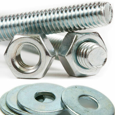 1 x M12 x 300mm THREADED BAR PLUS 2 NUTS & 2 WASHERS - ZINC BZP, ROD ...