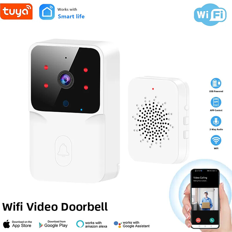 Tuya Wifi Video Doorbell Wireless HD Camera PIR Motion Detection IR ...