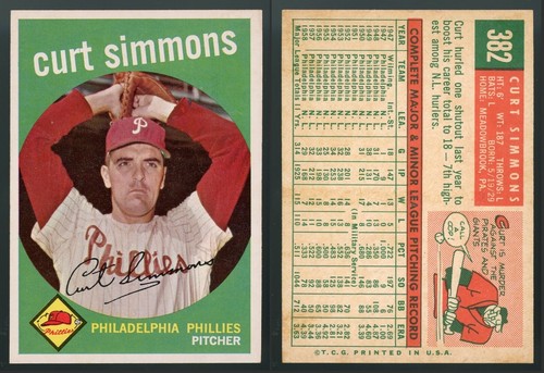 1959 Topps #382 Curt Simmons NEAR MINT **AA-12091** | eBay
