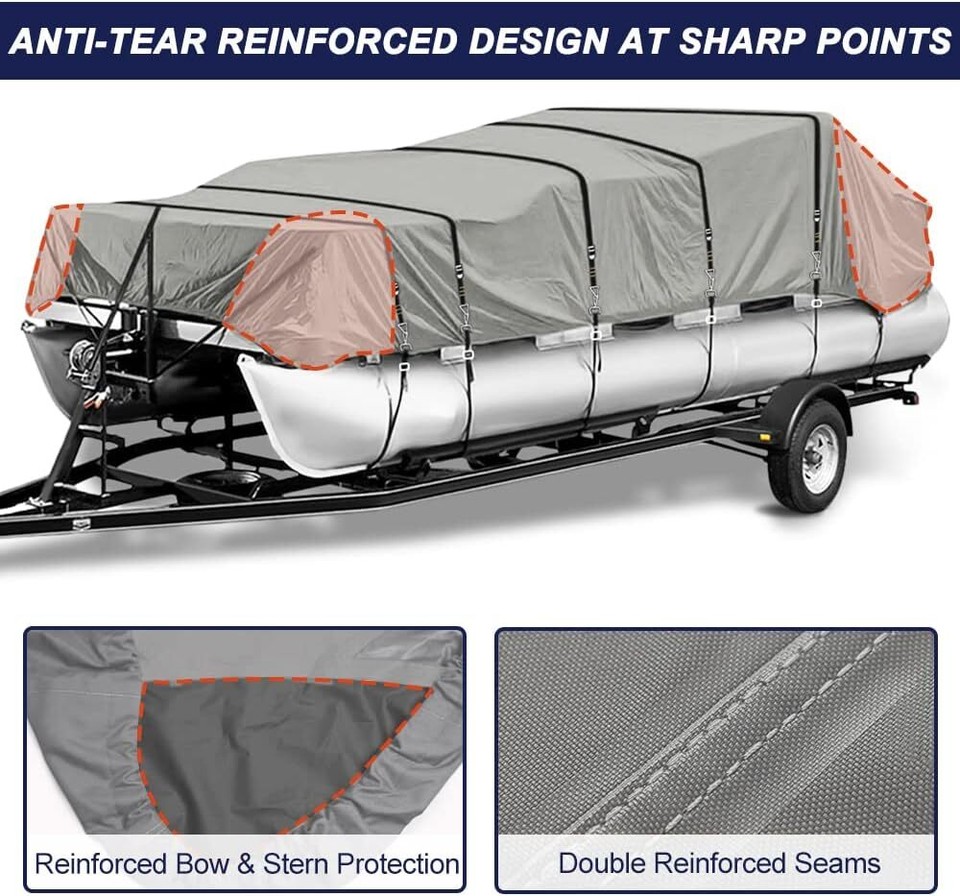 900D Heavy Duty Trailerable Pontoon Boat Cover for Winter Outside ...