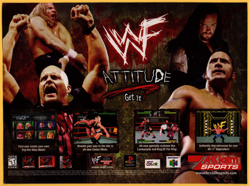WWF Attitude Get it Acclaim Sports - Video Game Print Ad / Poster Promo ...