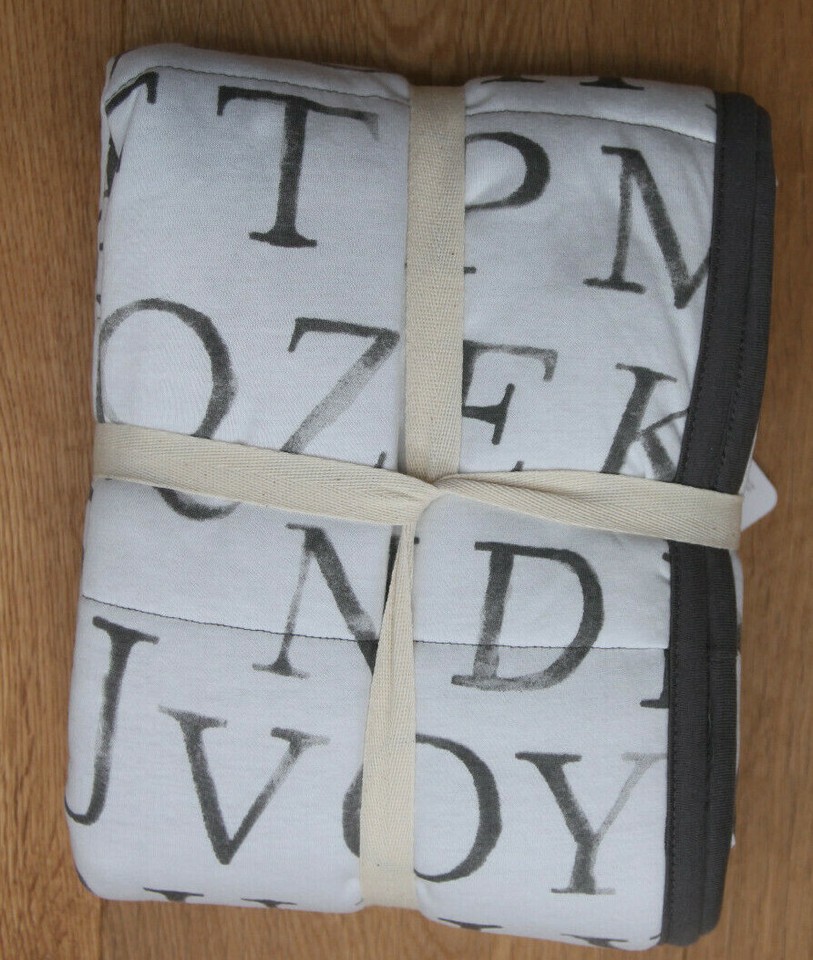 Burt's Bees Baby Reversible Blanket ~ White & Gray ~ Alphabet & Striped ...