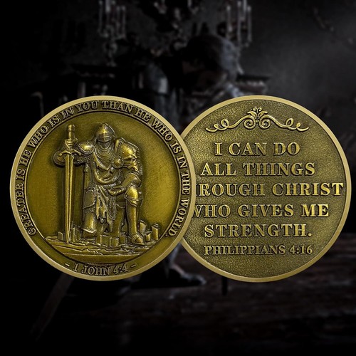 Knight Templar Christian Challenge Coin Bible Verses Philippians 4:16 ...