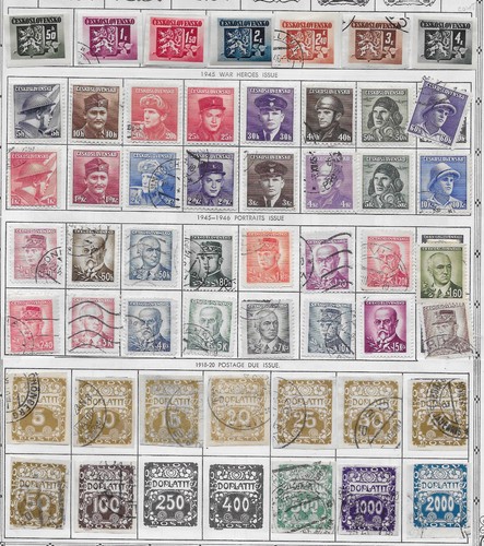 51 Czechoslovakia Stamps w/Postage Due from Quality Old Antique Album ...