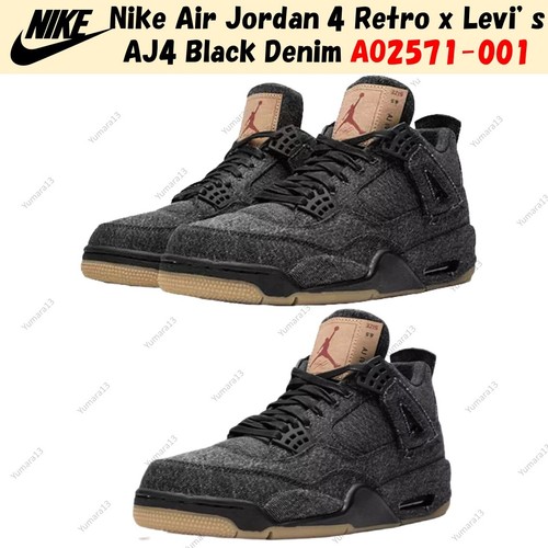 Nike Air Jordan 4 Retro x Levi's AJ4 Black Denim AO2571-001 Men's Size ...