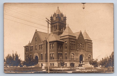 Vintage Real Photo Postcard Cheboygan Michigan Court House J.R. Johnson ...