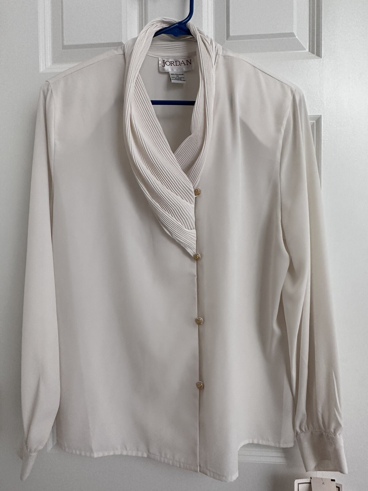 Vtg NEW Jordan Secretary Geek Edwardian Blouse 12 White Big Collar | eBay