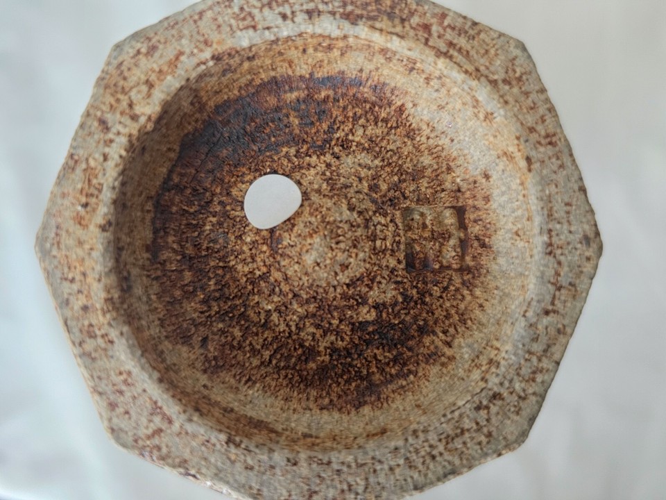 Stunning Malcolm Pepper cut sided Tenmoku glazed studio pottery vase ...