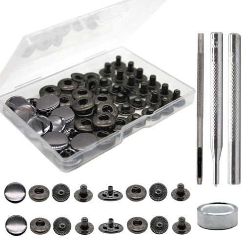 15Mm Black Snap Fastener Kit With Tools For Fabric Clothing Repair And ...