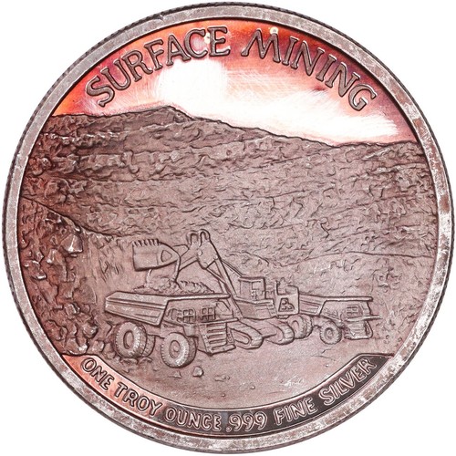 1990 EBMC McCoy Mine Surface Mining 1 oz .999 Silver Round - Blood Red ...