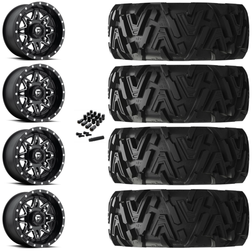 15" Fuel Lethal D567 Black Milled Wheels & 28" EFX MotoMTC Tires 6 Ply ...