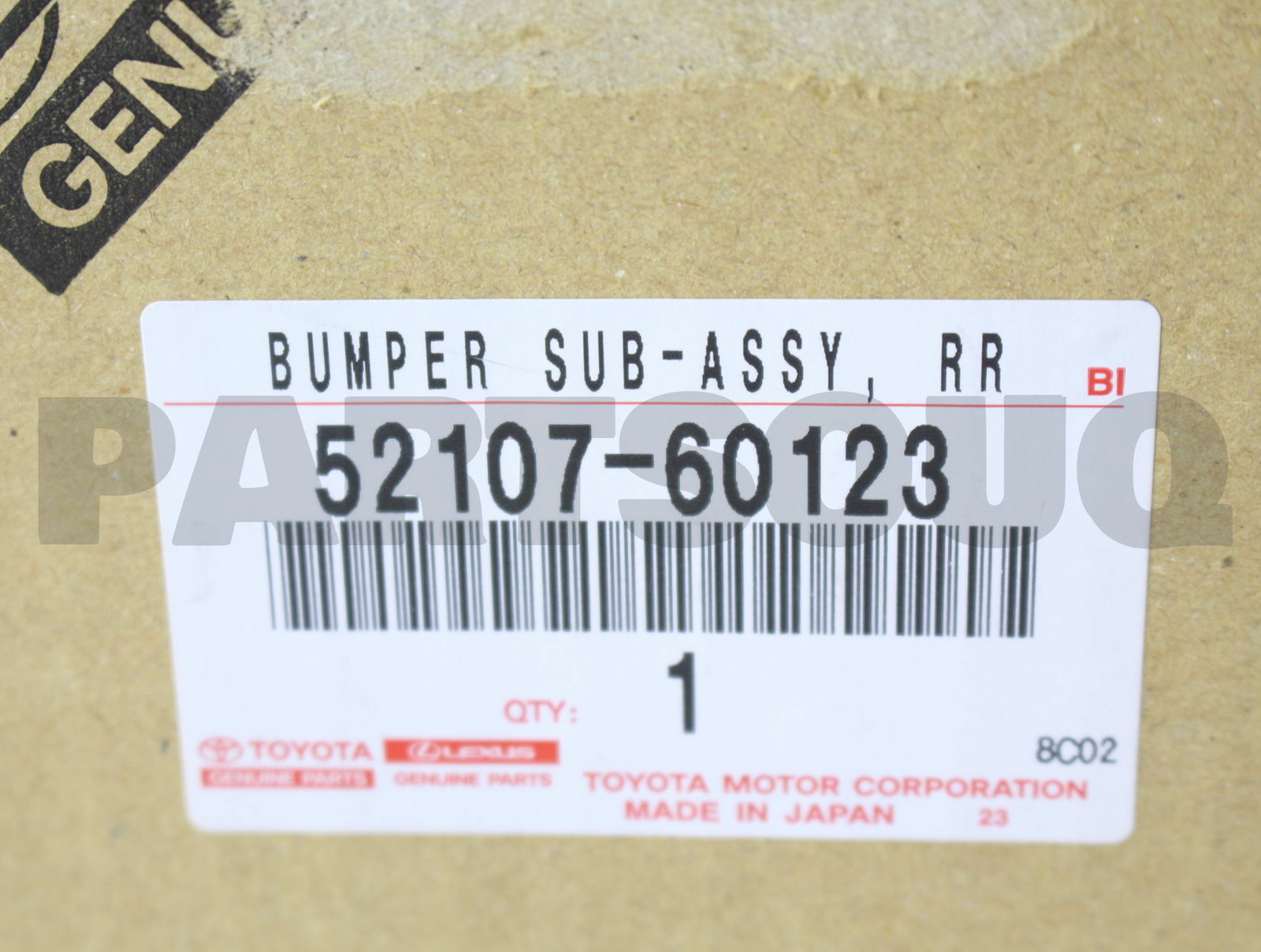 5210760123 Genuine Toyota BUMPER SUB-ASSY, REAR LH 52107-60123 | eBay