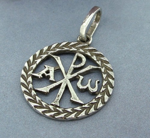 Vintage Alpha and Omega - Chi-Rho Sterling Silver Pendant Christian ...
