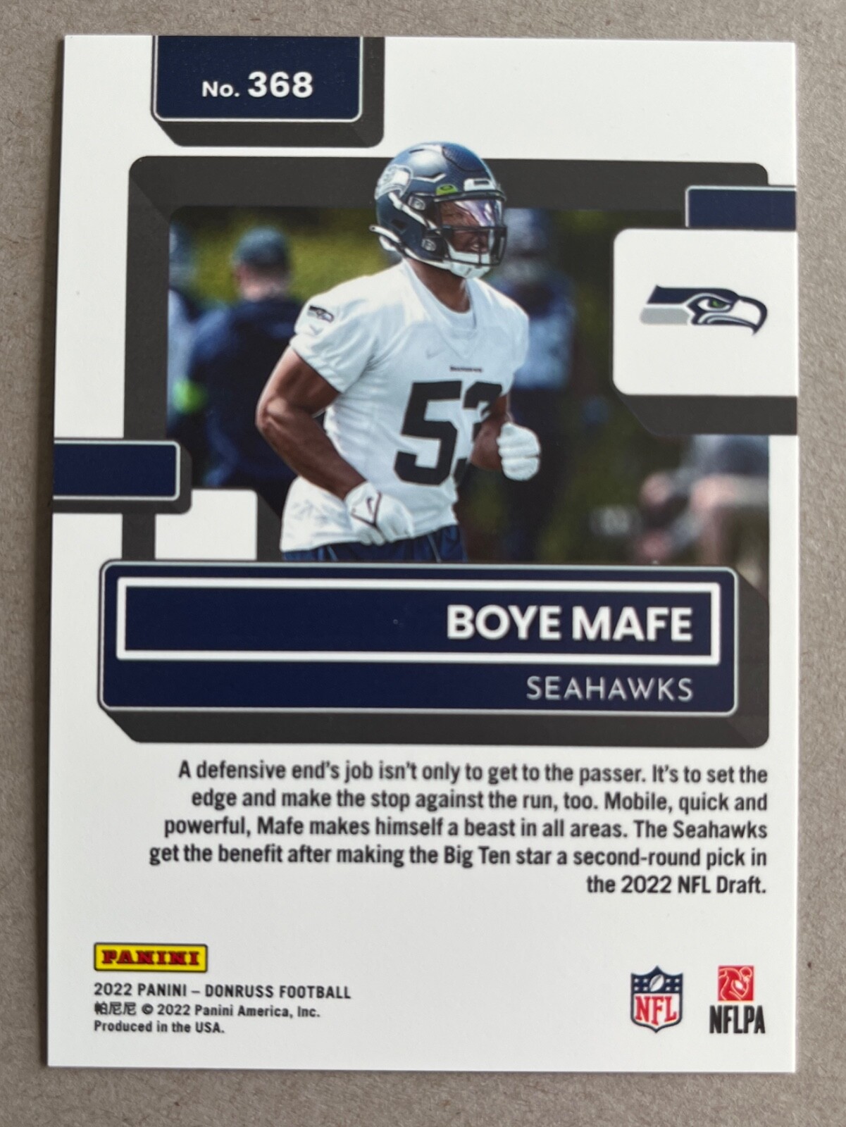 Boye Mafe 2022 Donruss PREMIUM GOLD PRESS PROOF RATED ROOKIE #368 ...