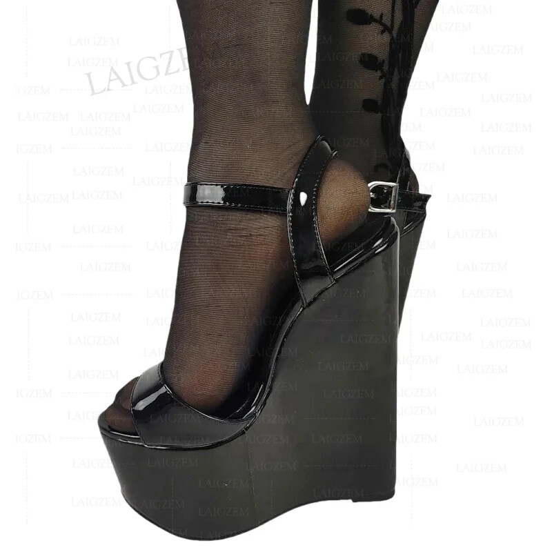 Women Platform Wedges Sandals 17CM Open Toe High Heels Pumps Height ...