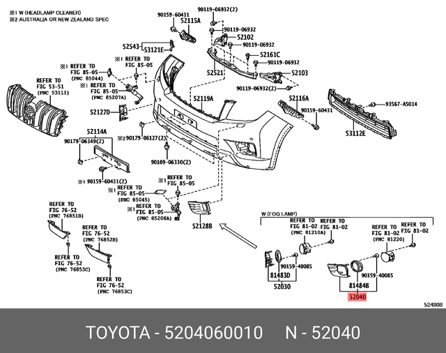 Genuine OE fog light frame 5204060010 for TOYOTA 52040-60010 online ...