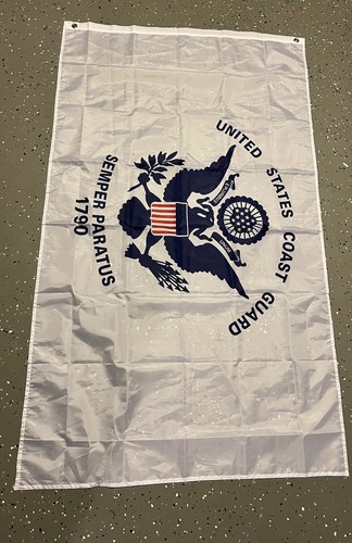 Large Coast Guard Flag 69x35 White Two Grommets US Military HTF RARE 4 ...
