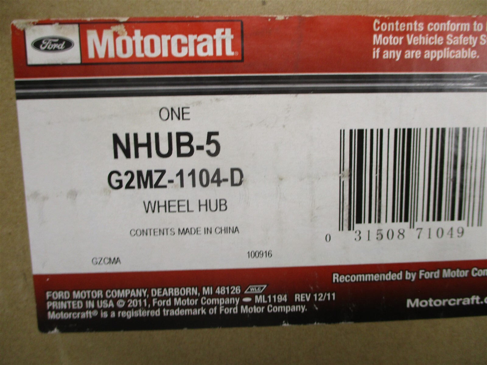 G2MZ-1104-D NEW OEM FORD MOTORCRAFT FRONT WHEEL HUB 1997-00 EXPEDITION ...