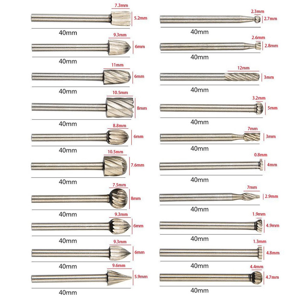 Tungsten Carbide Rotary Burr Bit Set 1/8" Cutting Carving Burrs for ...