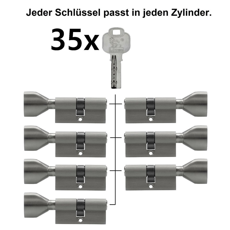 7X Cilindri Knauf 60Mm 30/30 +35 Chiave Con Chiave Carta | eBay