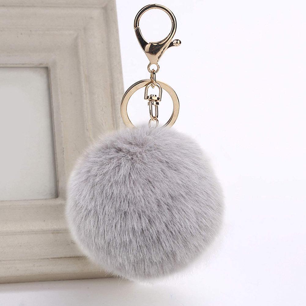 Soft Faux Rex Rabbit Fur Ball Car Key Ring Pompom Fluffy Fur Pom Key ...