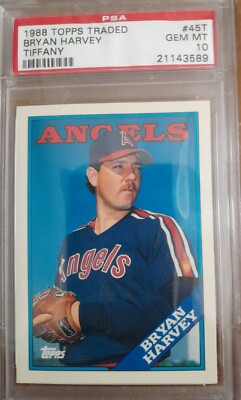 1988 Topps Traded Tiffany BRYAN HARVEY RC ROOKIE PSA 10 GEM MINT Angels ...