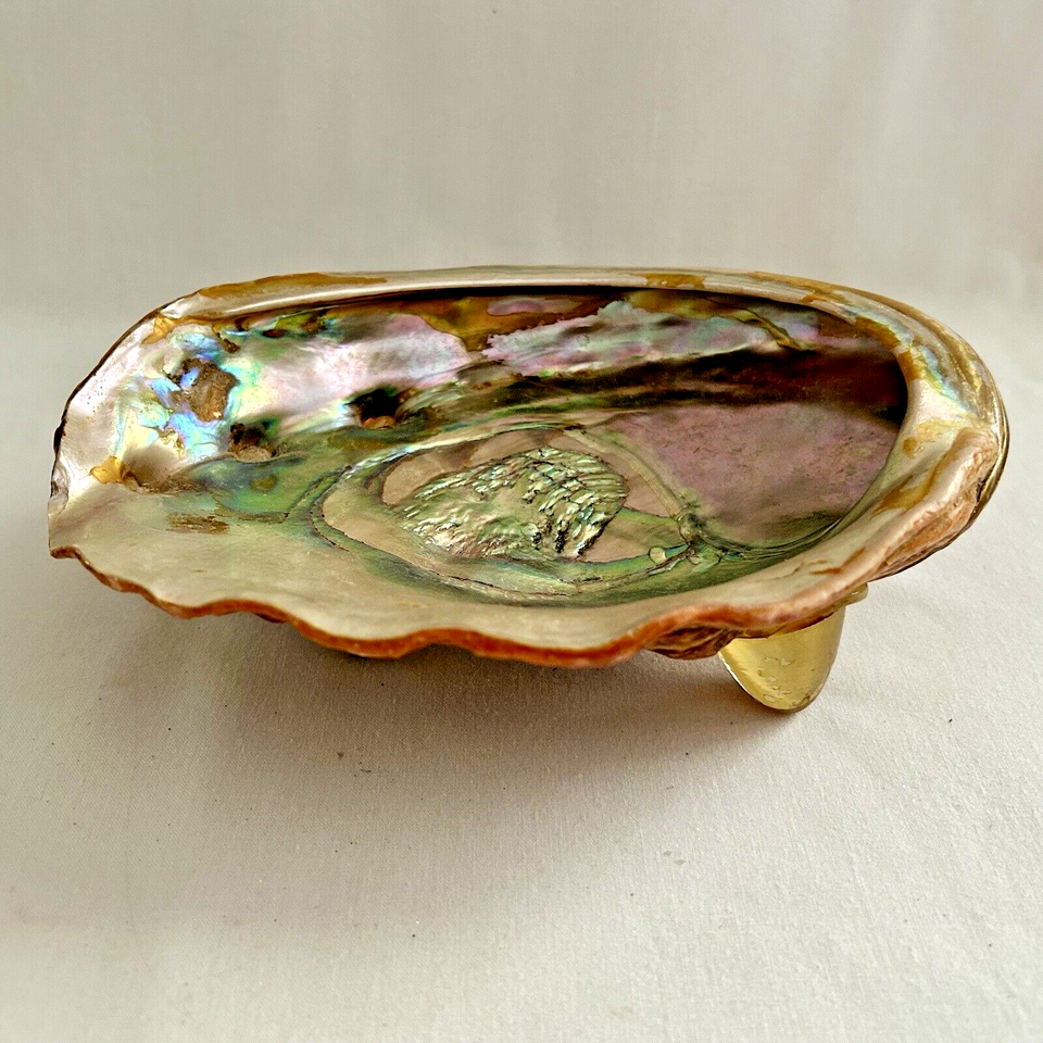 Natural Abalone Seashell Smudging Dish Bowl Footed Incense Burner | eBay