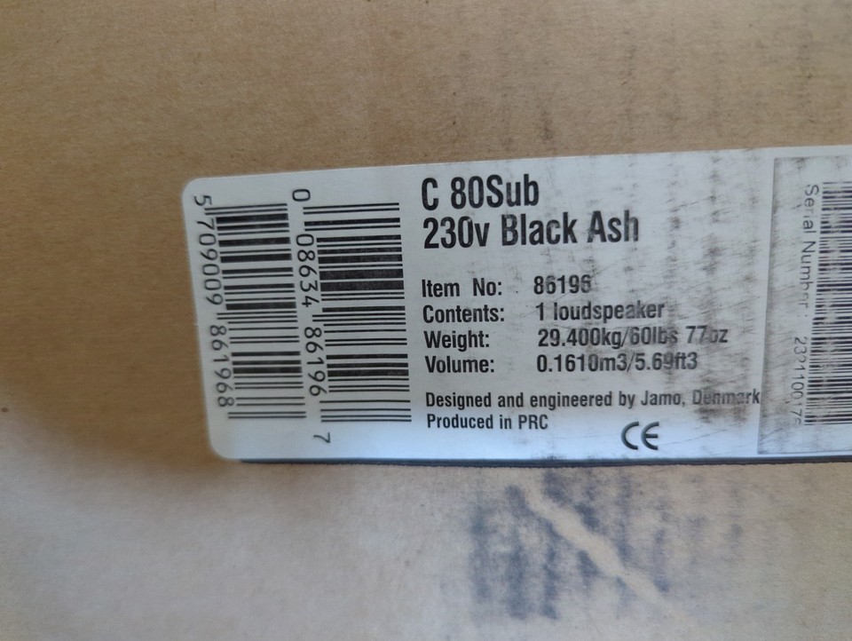 Jamo C 80 SUB Black Ash – 1200W Subwoofer | 12" Driver, Class D Amp ...