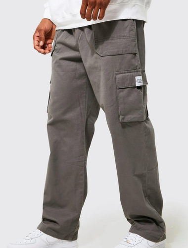 Boohoo Man Men's Elasticated Waist Relaxed Fit Buckle Cargo Trouser ...
