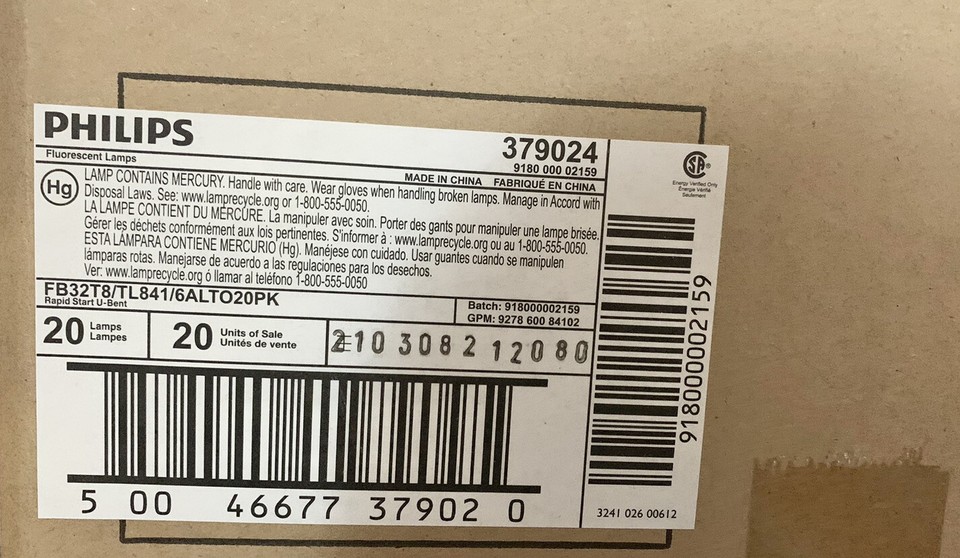 8 x Philips 379024 32W U Bent Cool White 4100K FB32T8 TL841 6 Alto ...