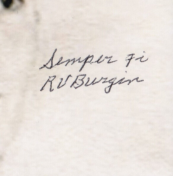 RV Burgin Signed 4x6 Photo WWII Peleliu USMC Eugene Sledge The Pacific ...