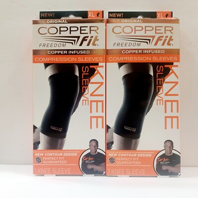 (2 Pack ) Original Copper Fit Infused Compression Knee Sleeve - XL ...