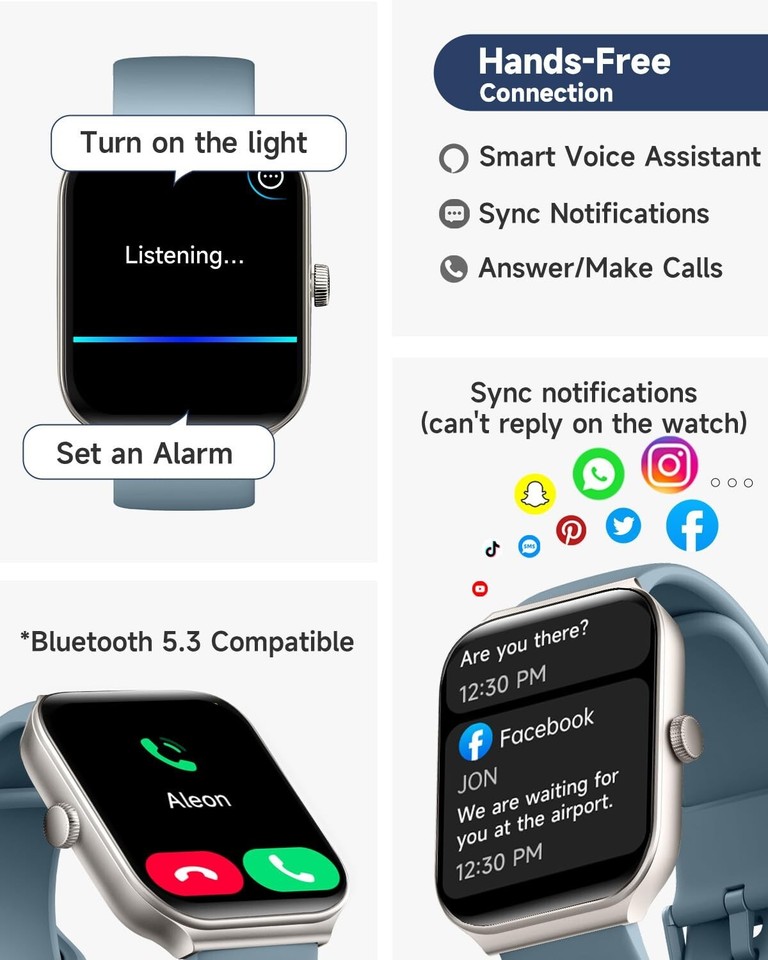 2025 Smart Watch For Men/Women, Waterproof Smartwatch Bluetooth iPhone ...