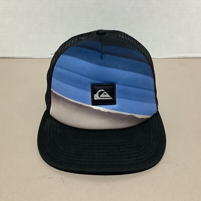 Quiksilver Hat Baseball Cap Black Mesh Foam Trucker Blue Aqua Beach ...