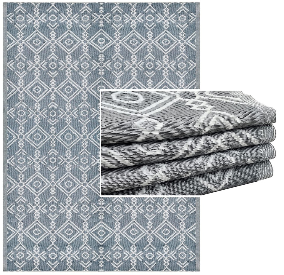 Outdoor rug Grey -9 By 18, Camper Mat Patio Rug waterproof Used-Display ...