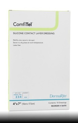 DermaRite ComfiTel Contact Layer Dressing 4x7 in White Silicone ...