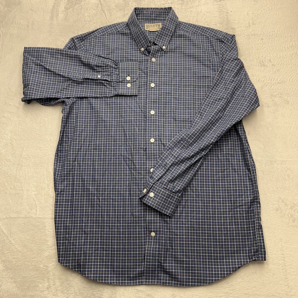 Duluth Trading Shirt Mens LT Large Tall Blue Check Wrinklefighter Long ...