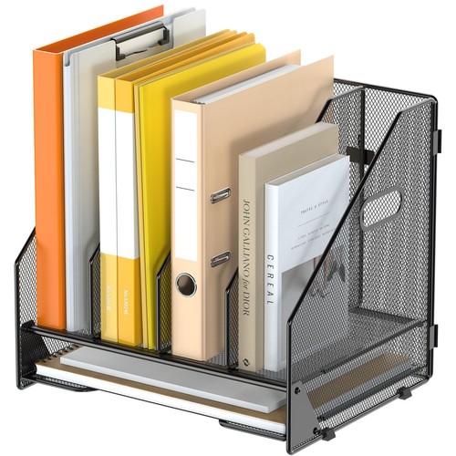 Desk File Folder Holder Organizer-4 Vertical Compartments Racks and ...