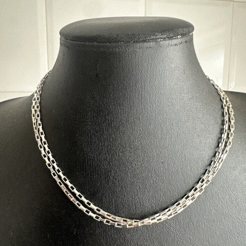 Excellent Solid 925 Sterling Silver Rectangle Box Link Chain Necklace ...