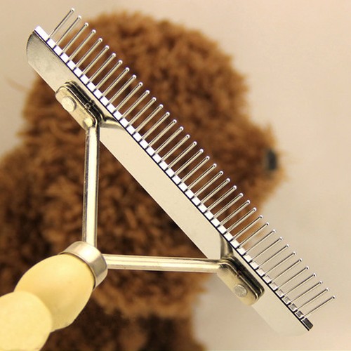 Long Tooth Undercoat Dog Rake Grooming Brush with Wood Handle for Long ...