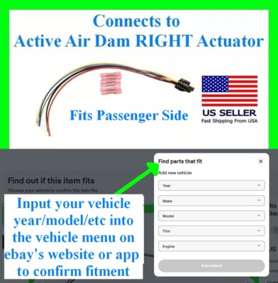 fits 2015-2020 Ford F150 RIGHT Active Air Dam Actuator Motor Connector ...