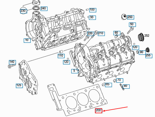 MERCEDES-BENZ E W211 RIGHT CYLINDER HEAD GASKET A2720161620 OEM for ...