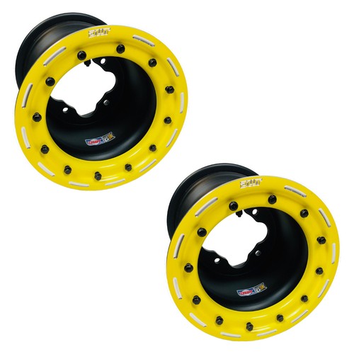 DWT G3 Rear Yellow Beadlock Wheels Rims Pair 8" 8x8 3+5 4/110 TRX 300EX ...