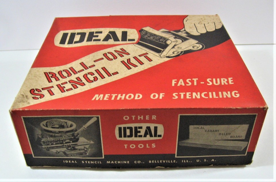 Vintage Ideal Stencil Roll On Stencil Kit With Original Ink Tin W/ Bx ...