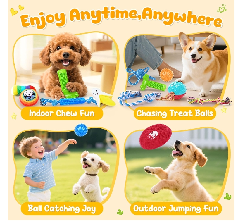 25 Pack Various Puppy Dog Toys for Teething, Entertainment ...